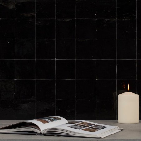 Carrelage Zellige Marocain Noir N°5 10x10 cm - Ti'ma Stone